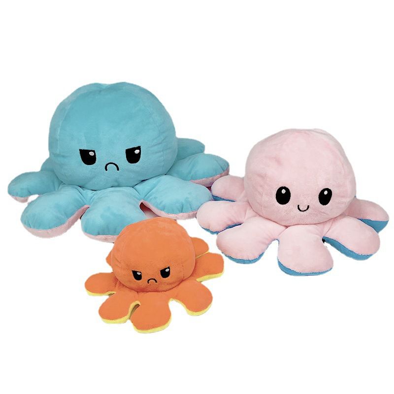 Adorable Double-sided Flip Reversible Octopus Plush Toy For Kids Soft ...