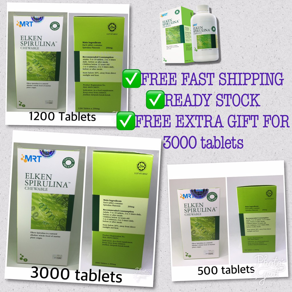 Elken Spirulina 500 / 1200 / 3000 Tablets | Shopee Malaysia