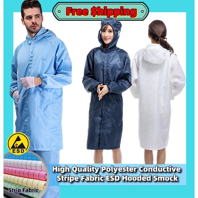 ESDS10077 (Direct Factory) High Quality Conductive Hooded Zipper Smock ...