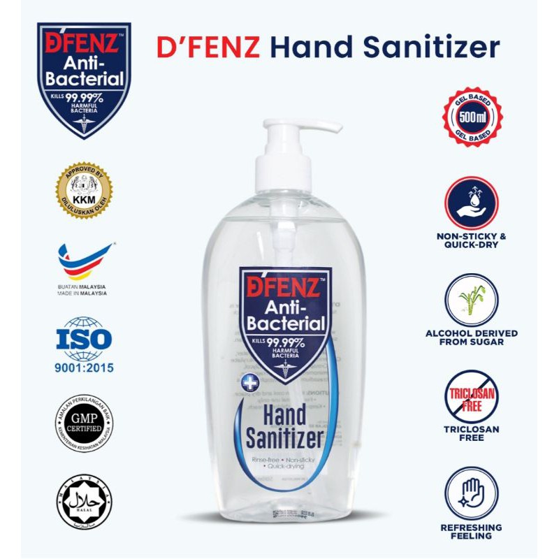DFenz Hand Sanitizer (500ml) | Shopee Malaysia