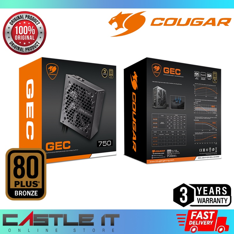 Cougar GEC GEM GEX X2 AURIC 80PLUS ARGB Power Supply 550W 650W 750W ...