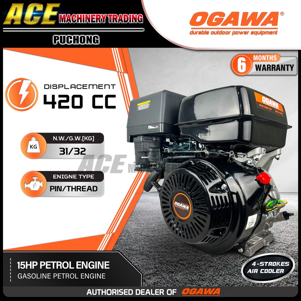 [ 100% Original ]OGAWA GASOLINE 15HP PETROL ENGINE 25.4mm Key Type ...