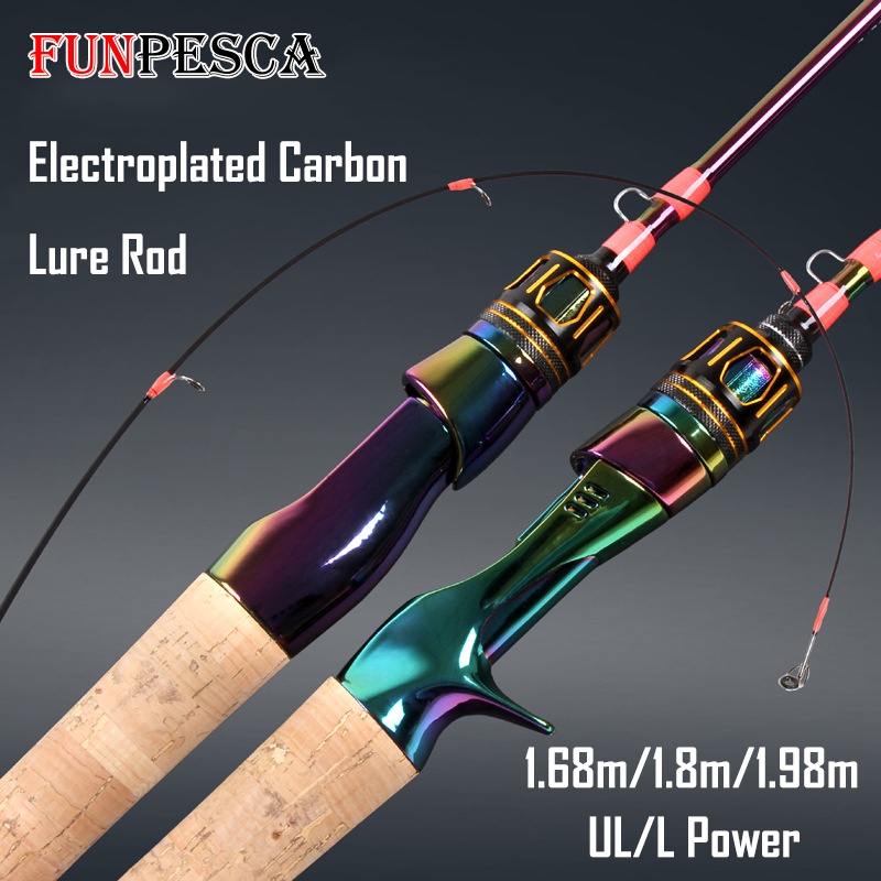 FunPesca Electroplated Carbon Lure Fishing Rod 1.68m/1.8m/1.98m UL/L ...