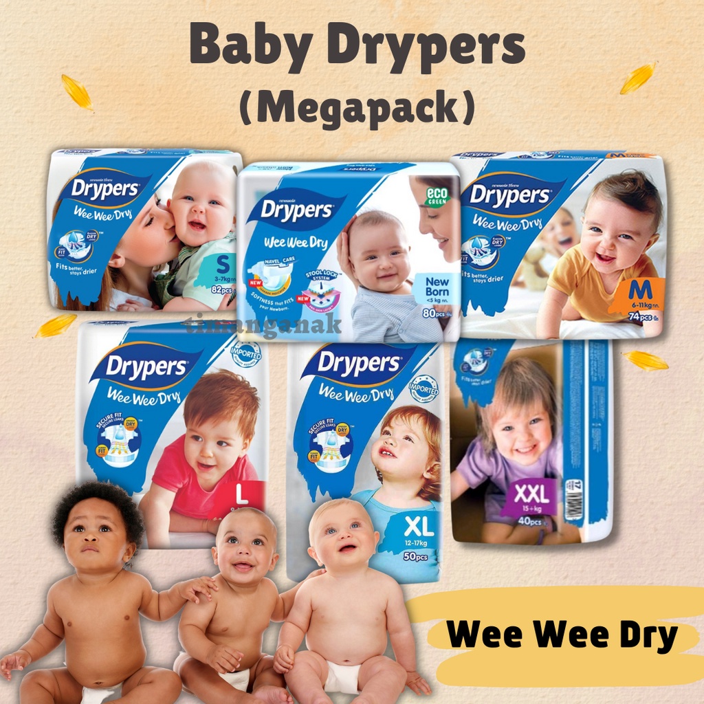 Drypers Wee Wee Dry Mega Pack / Baby Diapers (Megapack) | Shopee Malaysia