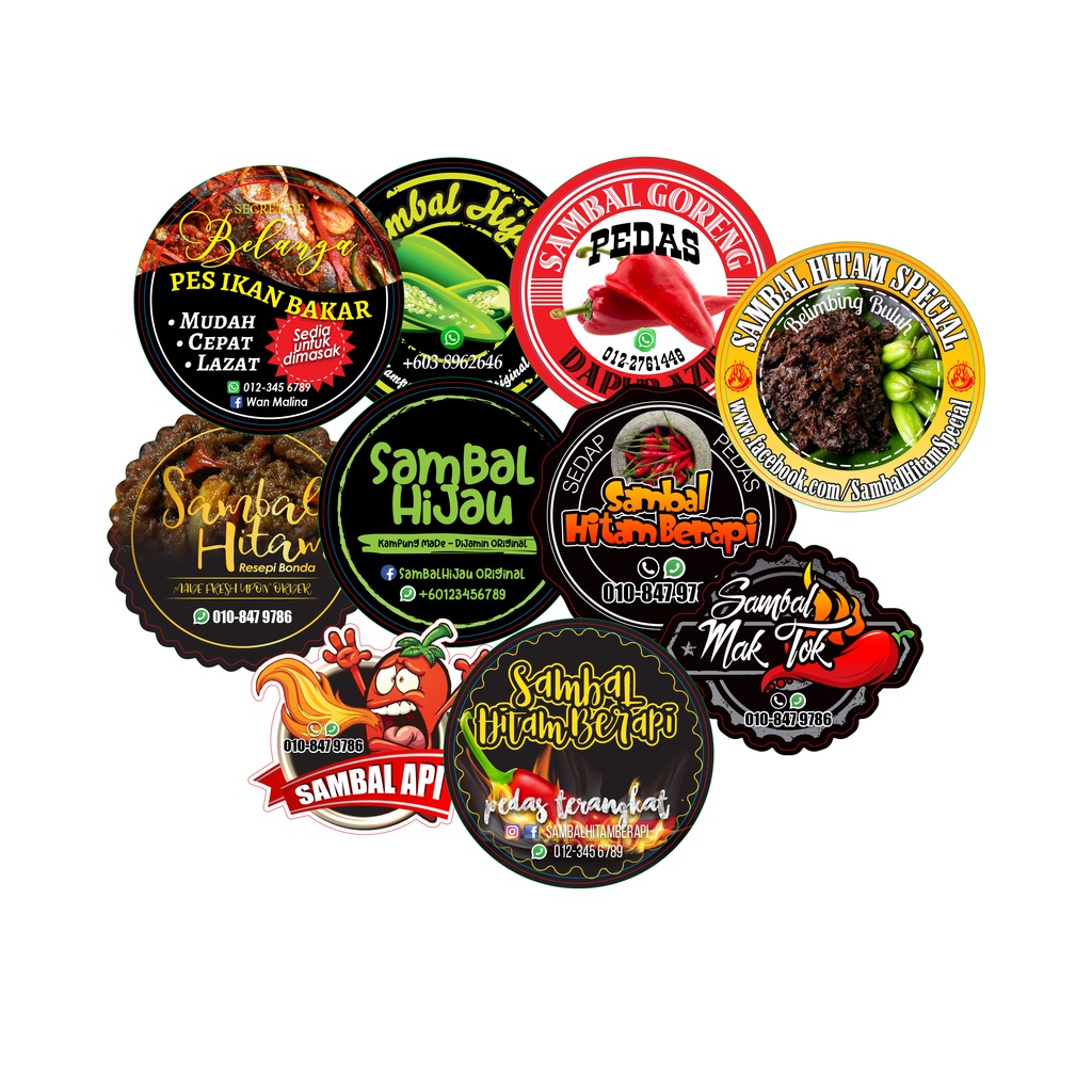 Label Sticker Product Sambal Pelbagai Design 100 pcs | Shopee Malaysia