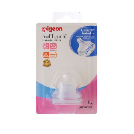 Pigeon SofTouch Peristaltic Plus Wide Neck Silicone soft Nipple /Teat/ Puting (100% Original ...