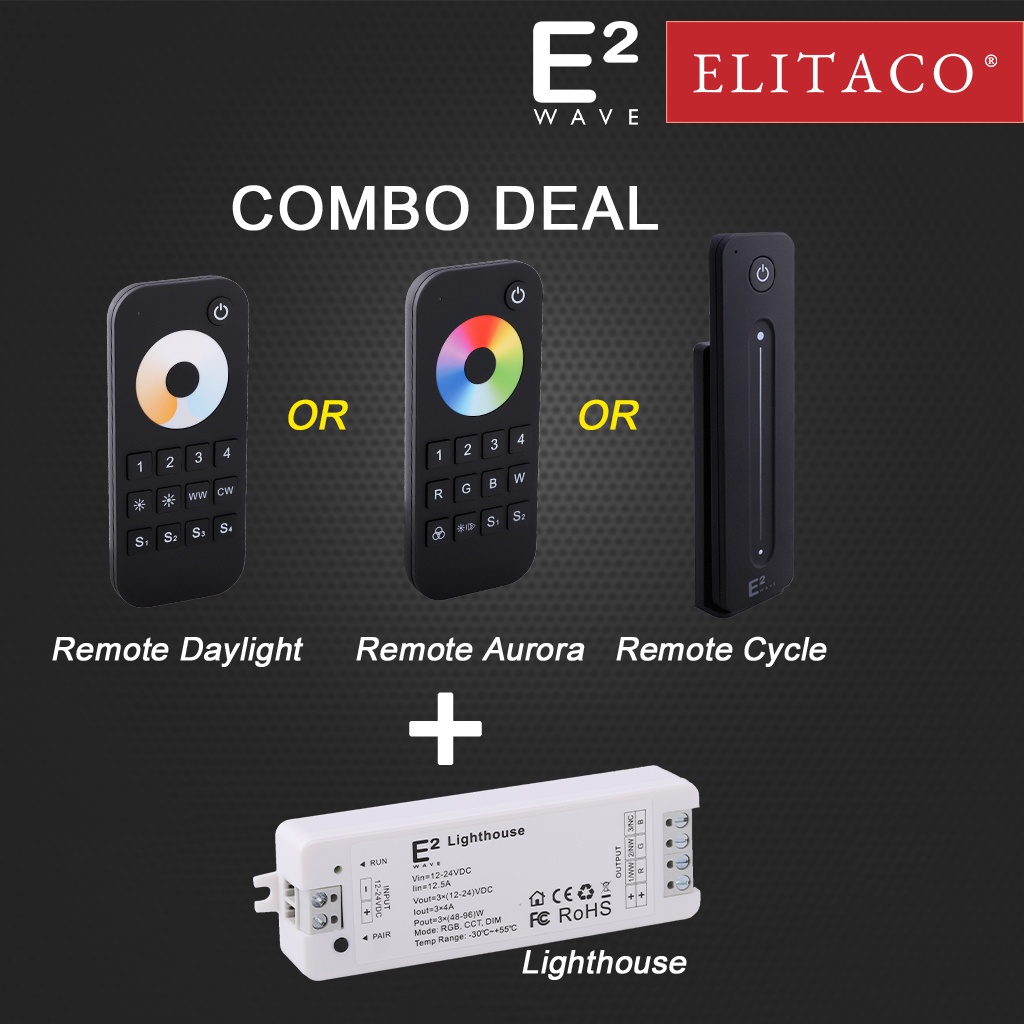 【ELITACO】E² Wave 12 24V Lighthouse Aurora Daylight RemoteLED Adjust Brightness Light RGB ...