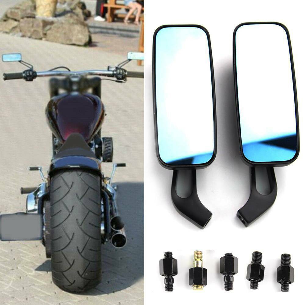 Black Rectangle Motorcycle Mirrors rearview side mirror For Harley ...