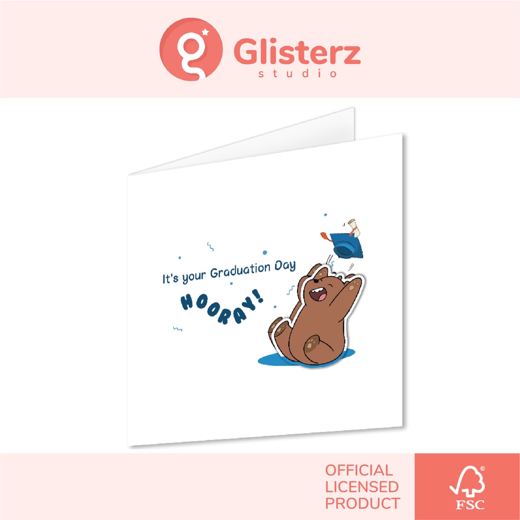 Glisterz 3D Greeting Card - We Bare Bears Graduation Card (WBB ...