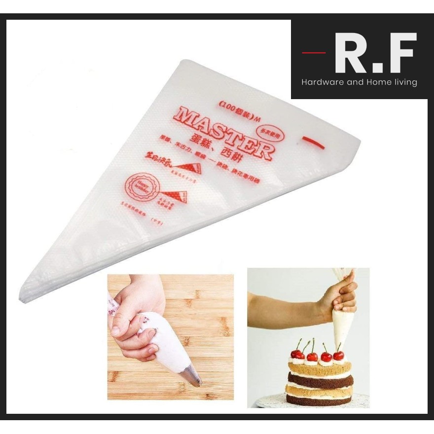 100pcs Disposable Cream Bags Piping Bag Nozzle Mould Cake Decoration ...