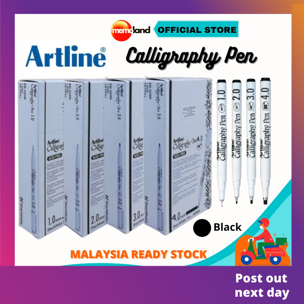 ARTLINE CALLIGRAPHY PEN EK-241(1.0mm) / EK-242 (2.0mm) / EK-243 (3.0mm ...