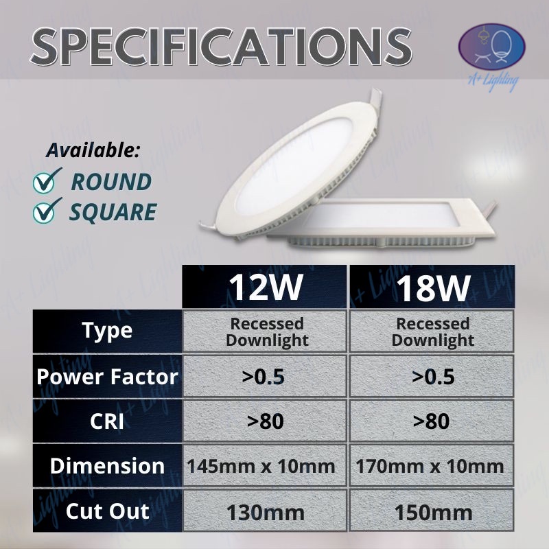 [2 Year Warranty] 4" 12W 6" 18W LED DOWNLIGHT ROUND/SQUARE PANEL LIGHT ...