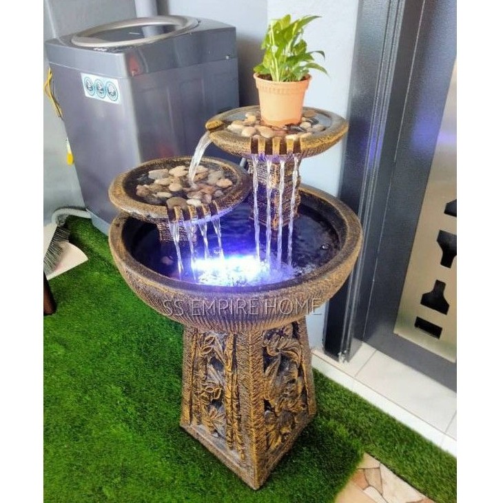 S15 Yellow Bamboo Feng Shui Water Fountain Pond Kolam Air Sandstone ...
