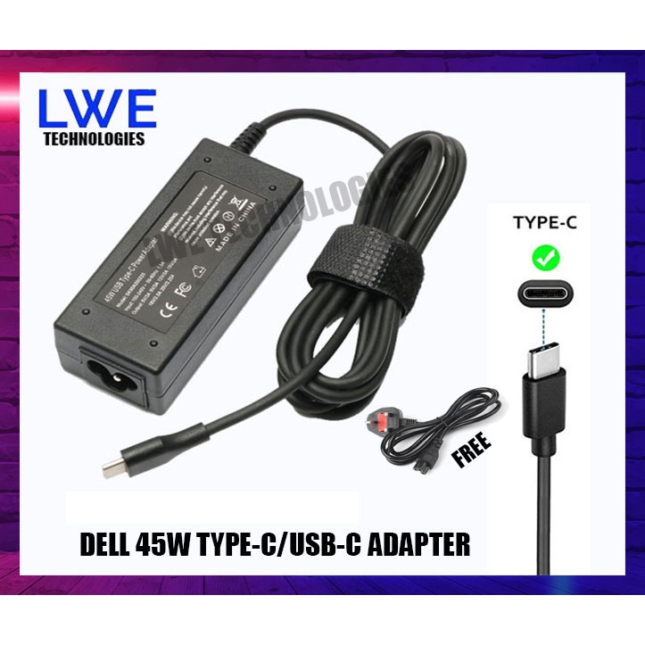 NEW DELL 45W TYPE-C / USB-C 20V/5V 2.25A / 2A AC ADAPTER FOR DELL XPS ...