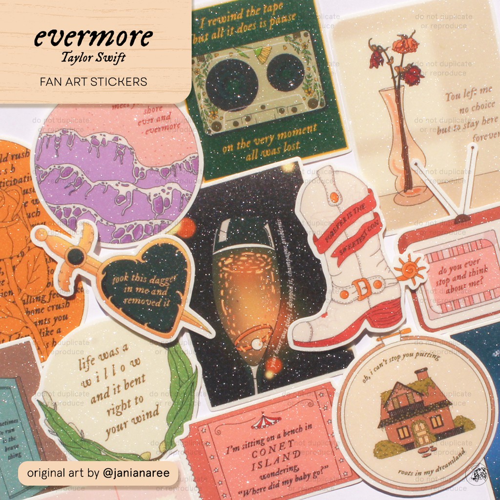 Evermore by Taylor Swift Vinyl Stickers (Tags: fan art deco bujo ...