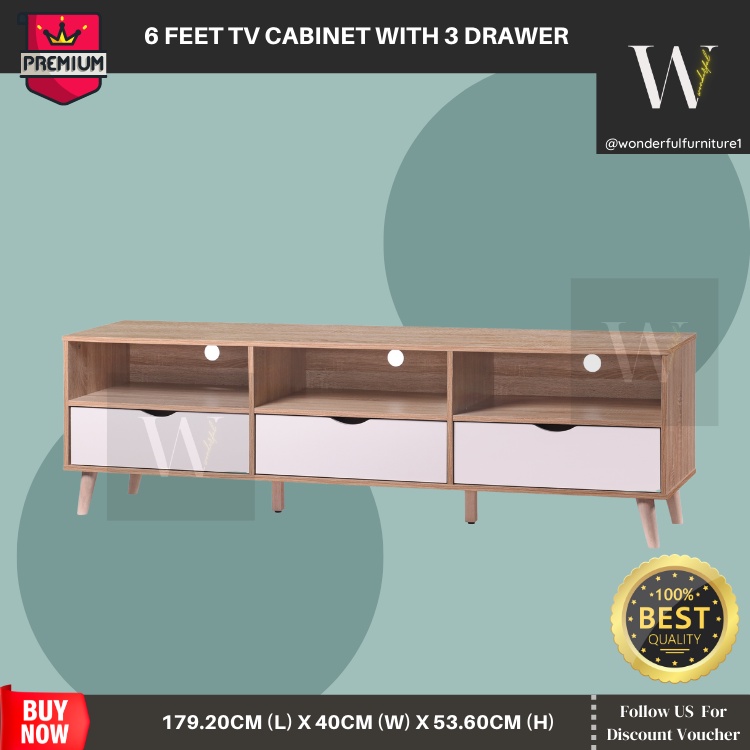 WONDERFUL 6ft TV Cabinet Hall Cabinet Living Room Furniture TV Rak 3 ...