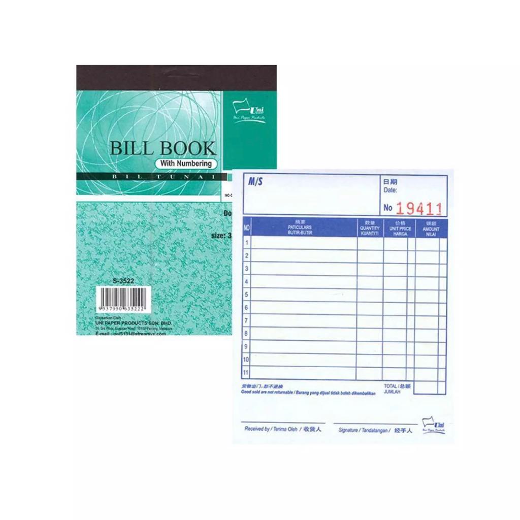 UNI PAPER 30's x 2ply NCR Mini Cash Bill Book 3.5" x 5" Buku Bil Tunai ...