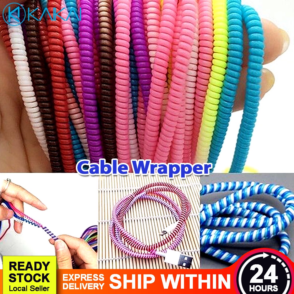 🔥PROMO🔥 Cable Wrapper Protection Wire Rope Cord USB Charger Earphone ...