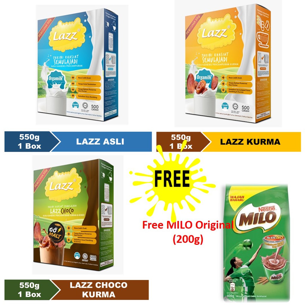 (Free Milo) Lazz Susu Kambing Asli/Kurma/Choco/Cafe 550g | Shopee Malaysia