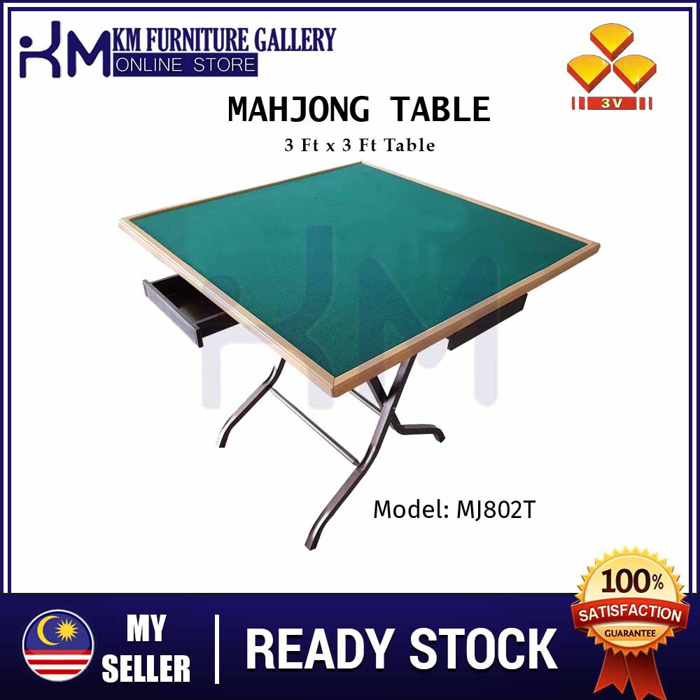 KM Furniture 3V Square Foldable Mahjung Table/ Mahjong Table/ Meja ...