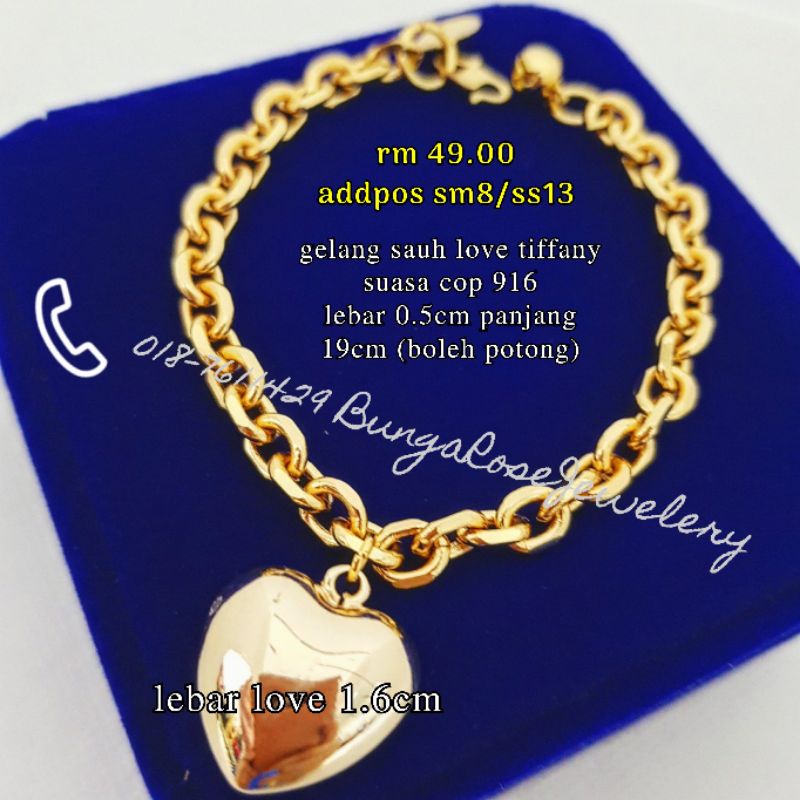 🔥💥Gelang Sauh Love Suasa Cop 916🔥💯designcopyori💯 | Shopee Malaysia