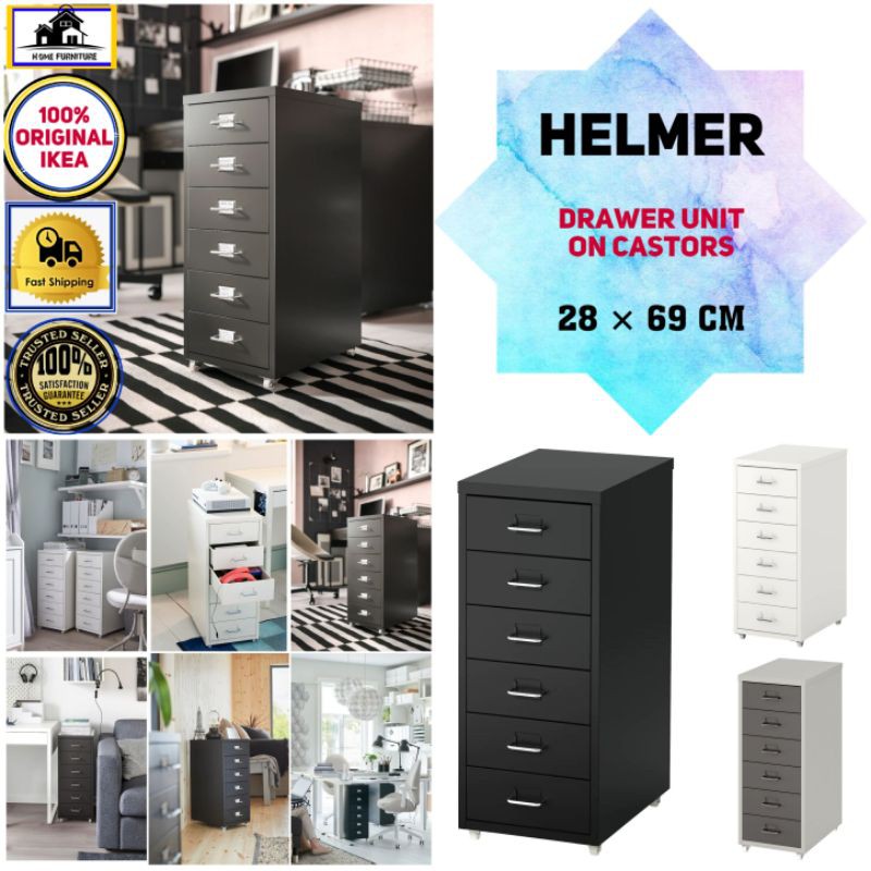 Ikea HELMER drawer unit on castors (28 X 69 cm) | Shopee Malaysia