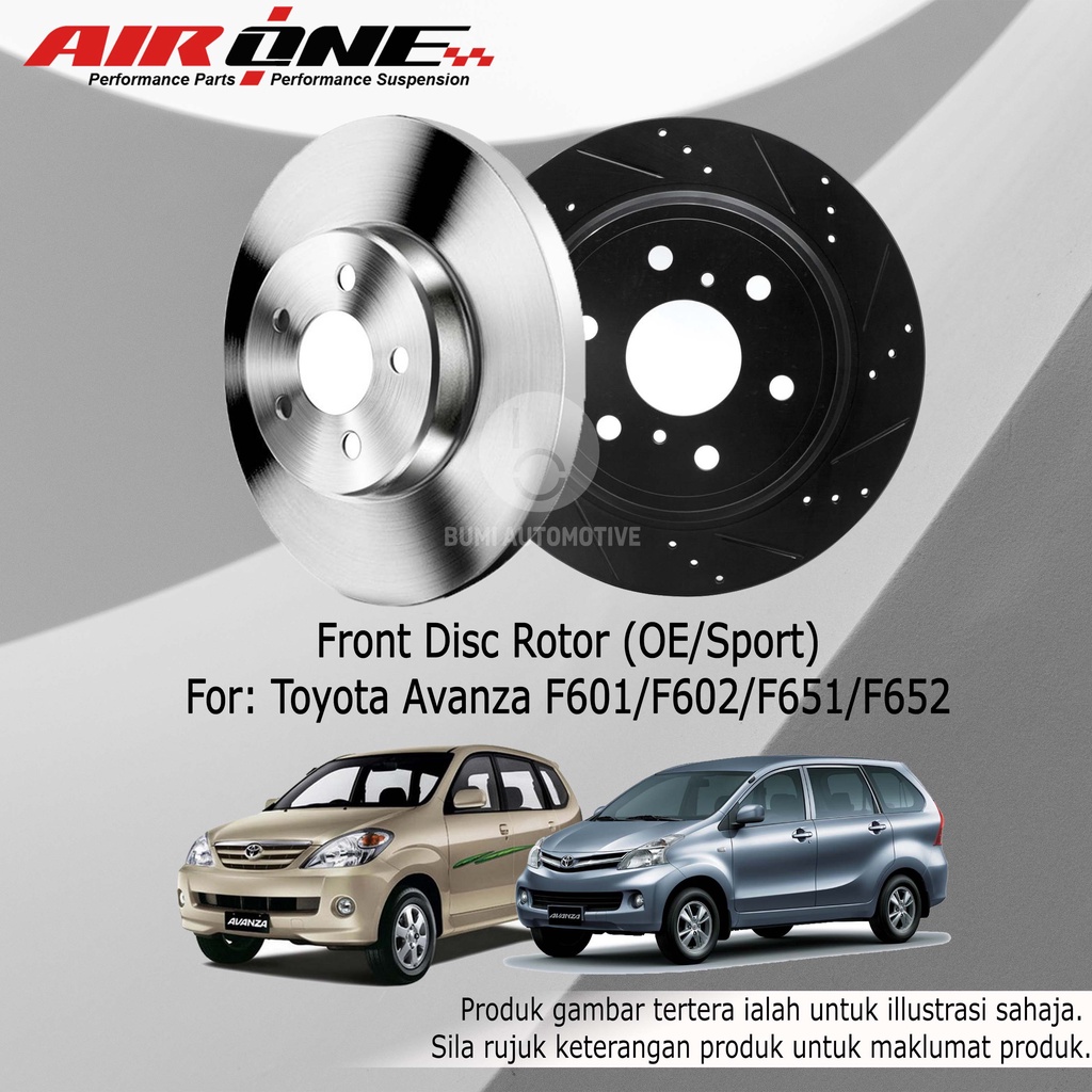 Toyota Avanza F601 F651 F653 FL 2016- 1.3/1.5 Front (Depan) Disc Rotor ...