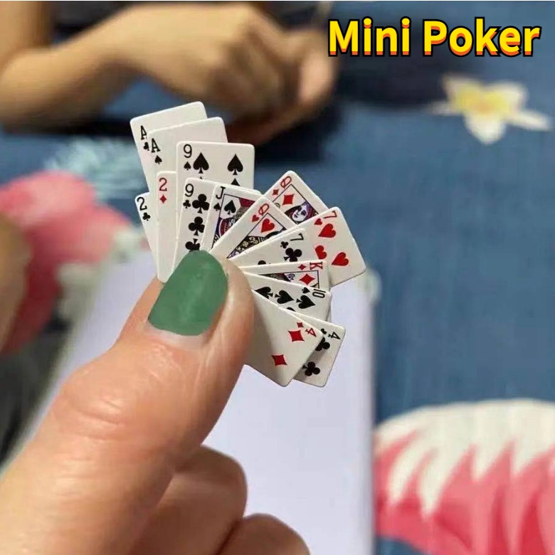 [In Stock] 1.5*1cm Mini Playing Cards, Super Small Poker, Travel Poker ...