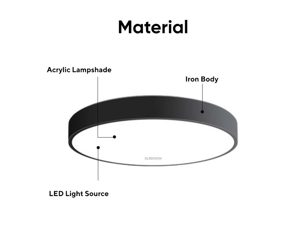 【3 Color Remote Dimmable】SL EDISON 48W 40cm Modern LED Ceiling Light ...