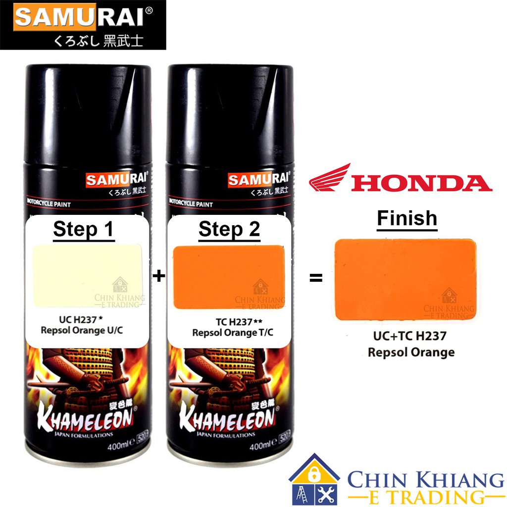Samurai H237 Honda Repsol Orange 2 Coat System Spray Paint 400ml UCH237 ...