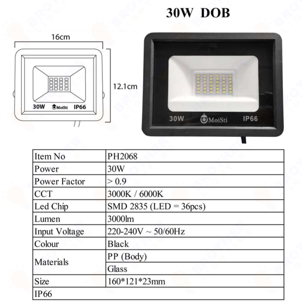 [Premium] LED Spotlight Sensor Flood Light RGB Celling 10W/30W/50W/100W/150W/200W Outdoor ...
