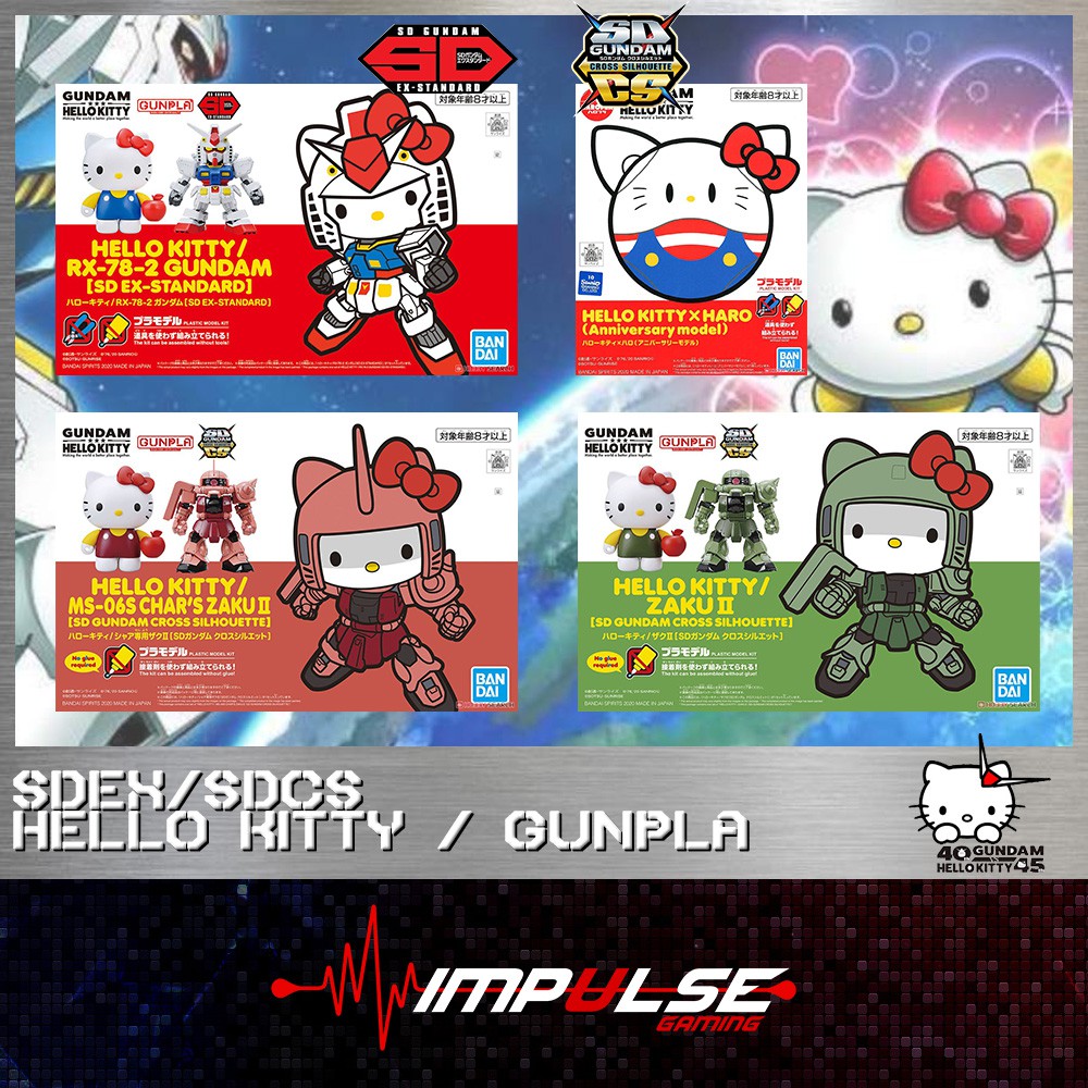 Bandai SDEX SD Ex-Standard SDCS Hello Kitty / RX-78-2 Gundam Hello Kitty / Char Zaku II Hello ...