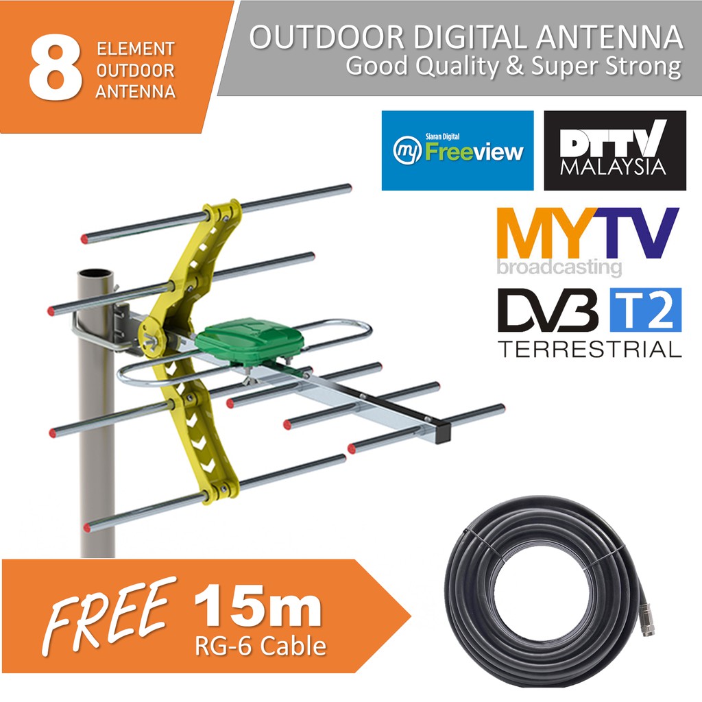 8 Element UHF HDTV DVB T2 Mytv brand Freeview Outdoor Digital HD ...