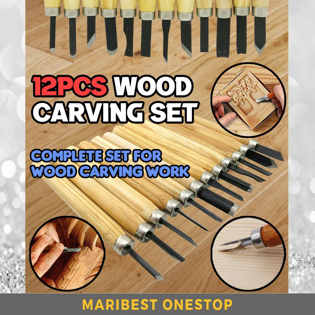 12Pcs Wood Chisels Knife Carving Tools Kit Set Complete for Wood ...