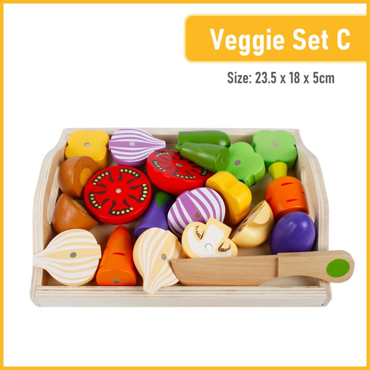 BabyBoss Wooden Magnet Food Cutting Fruit Vegetable Food Toy Pretend ...