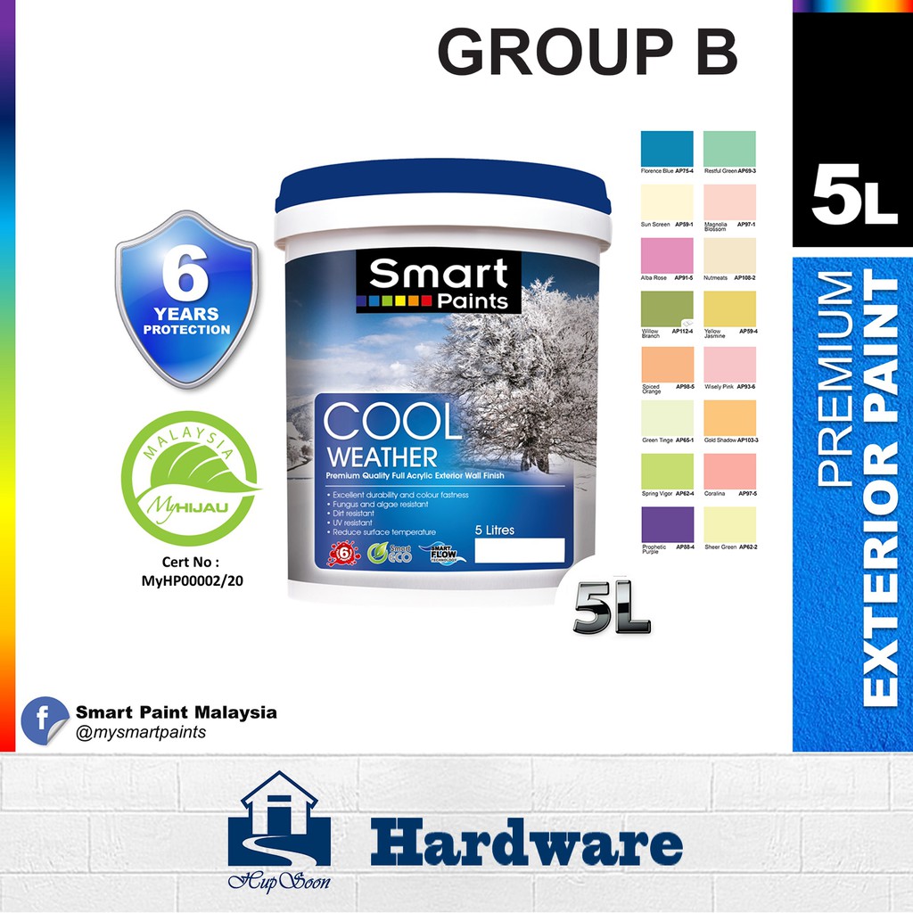 Smart Paints Cool Weather Exterior Wall Paint 5 Liter (GROUP B ...