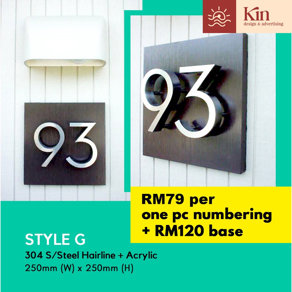 KIN - Customised 3D Modern House Number Plate Stainless Steel 304 ...