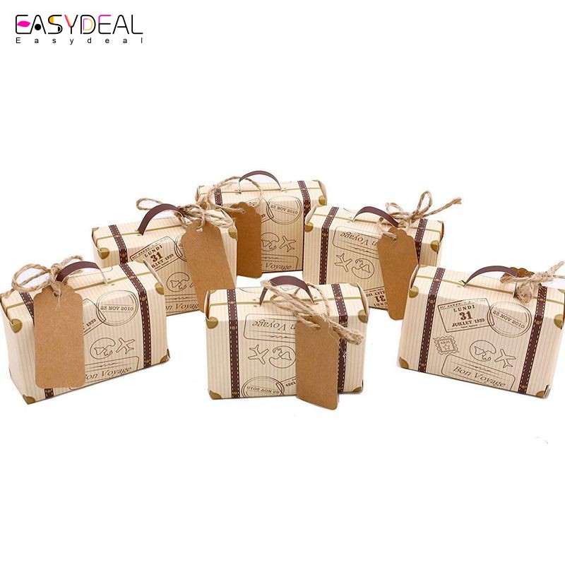 50pcs Mini Suitcase Favor Box Party Favor Candy Box, Vintage Kraft ...
