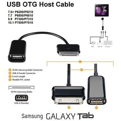 Samsung Galaxy Tab Tablet P1000 30 Pin to USB Female Host OTG Adapter ...