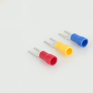 50pcs SV1.25-3/SV1.25-4/SV1.25-5 Insulated Spade Terminal Block Connector Electrical Furcate Lug ...