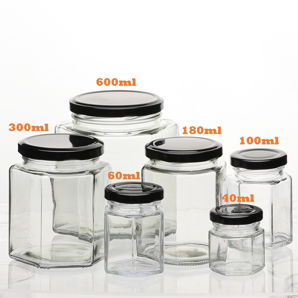 Hexagon Airtight Glass Jar Mini Bottle Storage Container Wedding Door ...