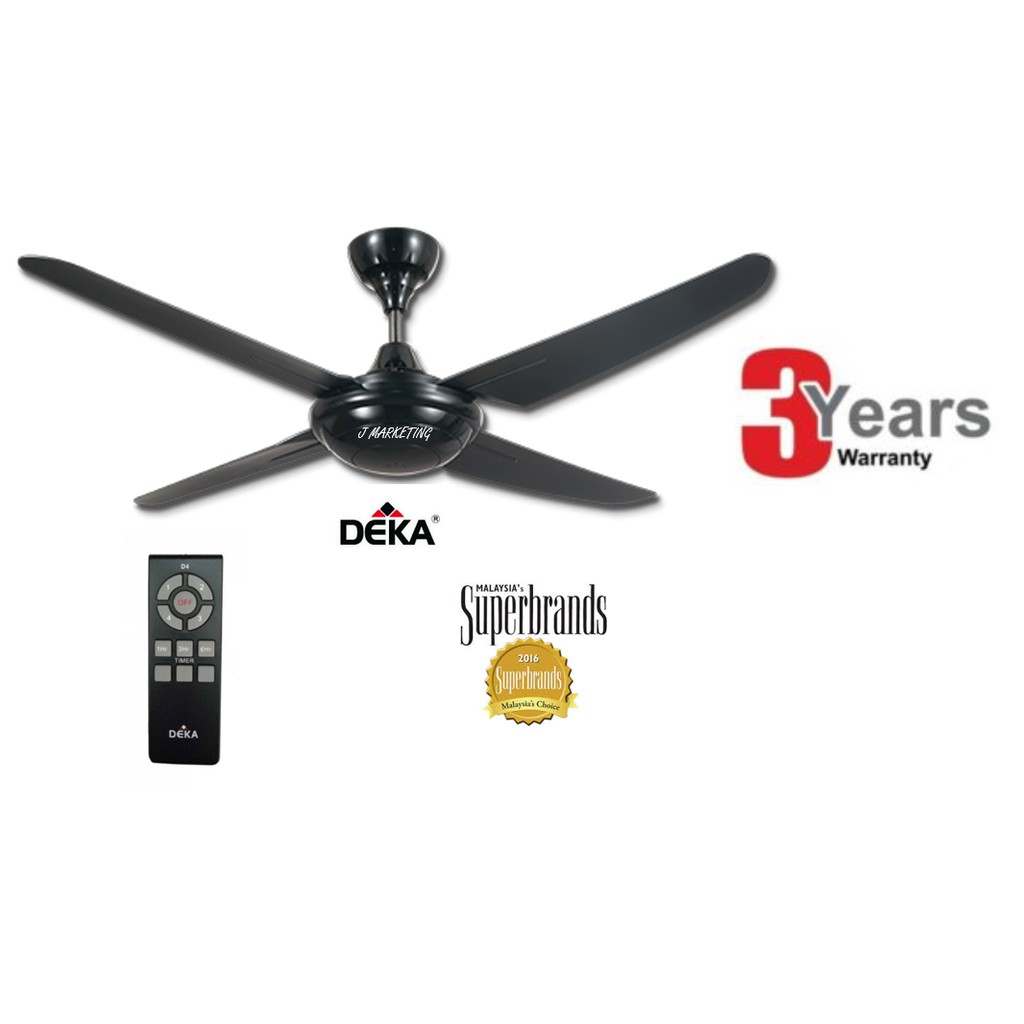 DEKA F5-4 CEILING FAN WITH REMOTE CONTROL (BLACK) | Shopee Malaysia