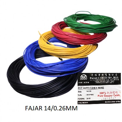 FAJAR 14/0.26MM & 28/0.26MM Car Lori Automotive Wire Auto Cables 100% Copper - 30M | Shopee Malaysia
