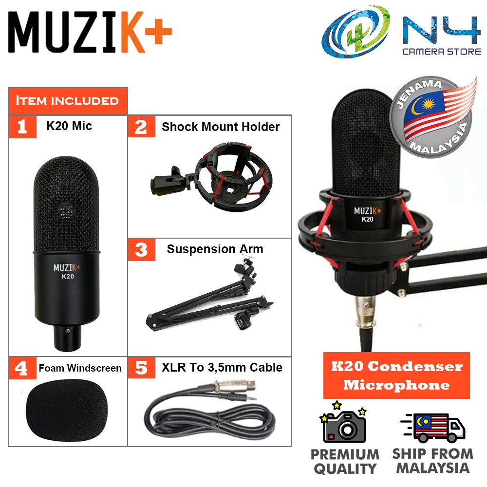 Muzik+ Professional Microphone Vocal Stand Kit Set Filter Broadcast ...