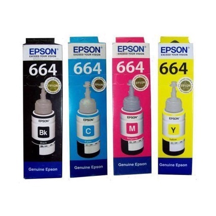 EPSON T664 Original Ink Bottle 70ml (Black/Cyan/Magenta/Yellow) for ...