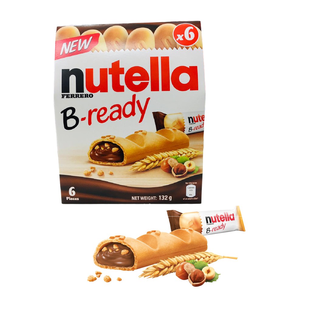 FERRERO Nutella B-ready Chocolate Hazelnut Wafer Sticks 6's (132g ...