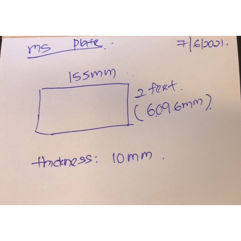 MILD STEEL PLATE-10mm thk x 155mm x 2 feet(609.6mm) | Shopee Malaysia