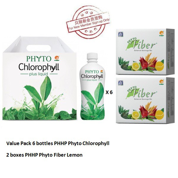 Value Pack 6 bottles PHHP Phyto Chlorophyll + 2 boxes PHHP Phyto Fiber ...