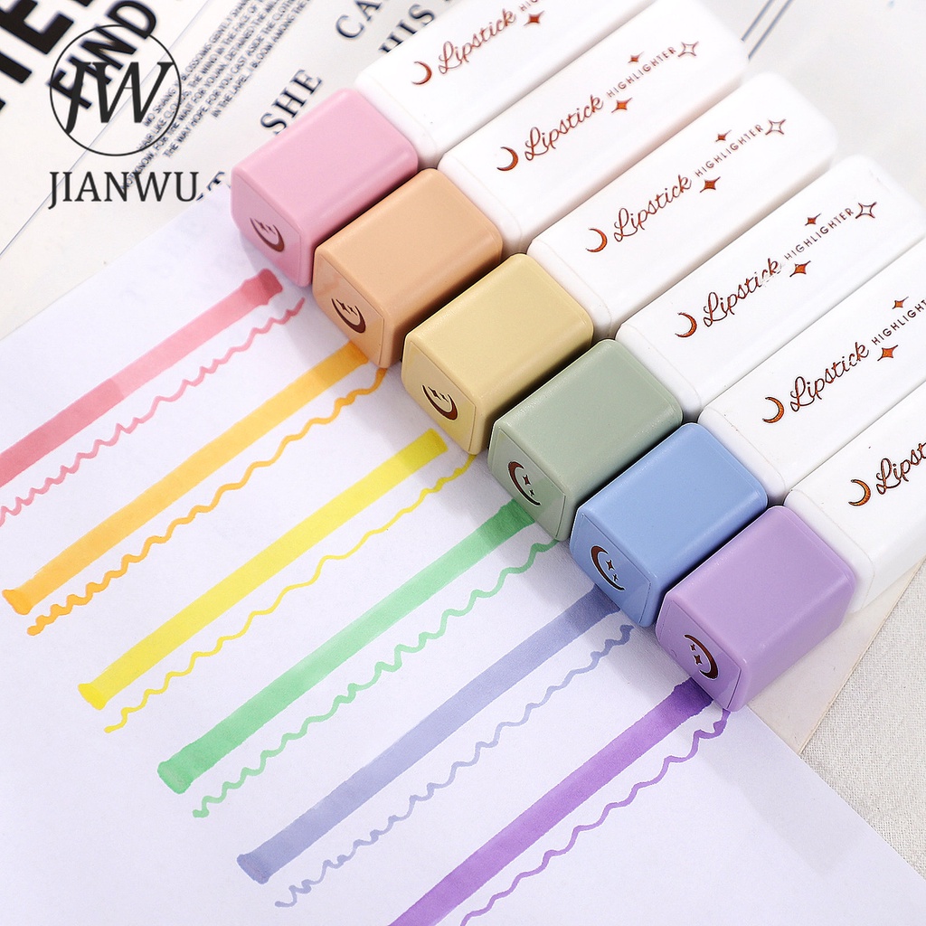 JIANWU 6 Pcs/Set Cute Mini Highlighter Creative Lipstick Styling Soft ...