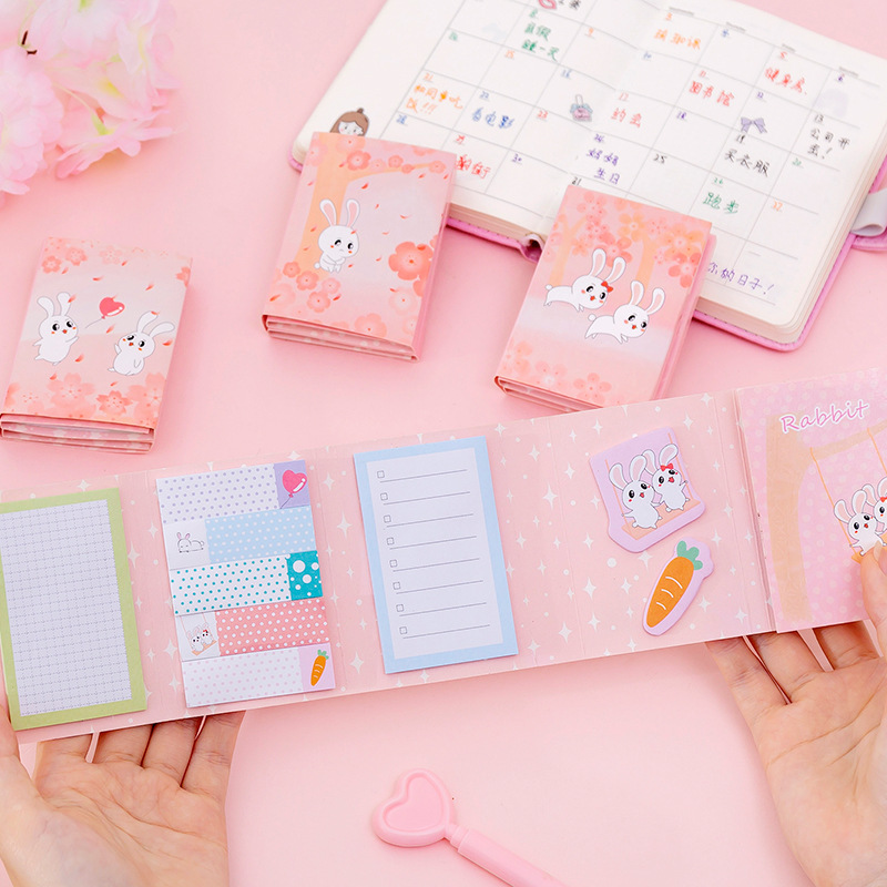 Foldable note paper Cartoon rabbit style Cute creative note paper, post ...